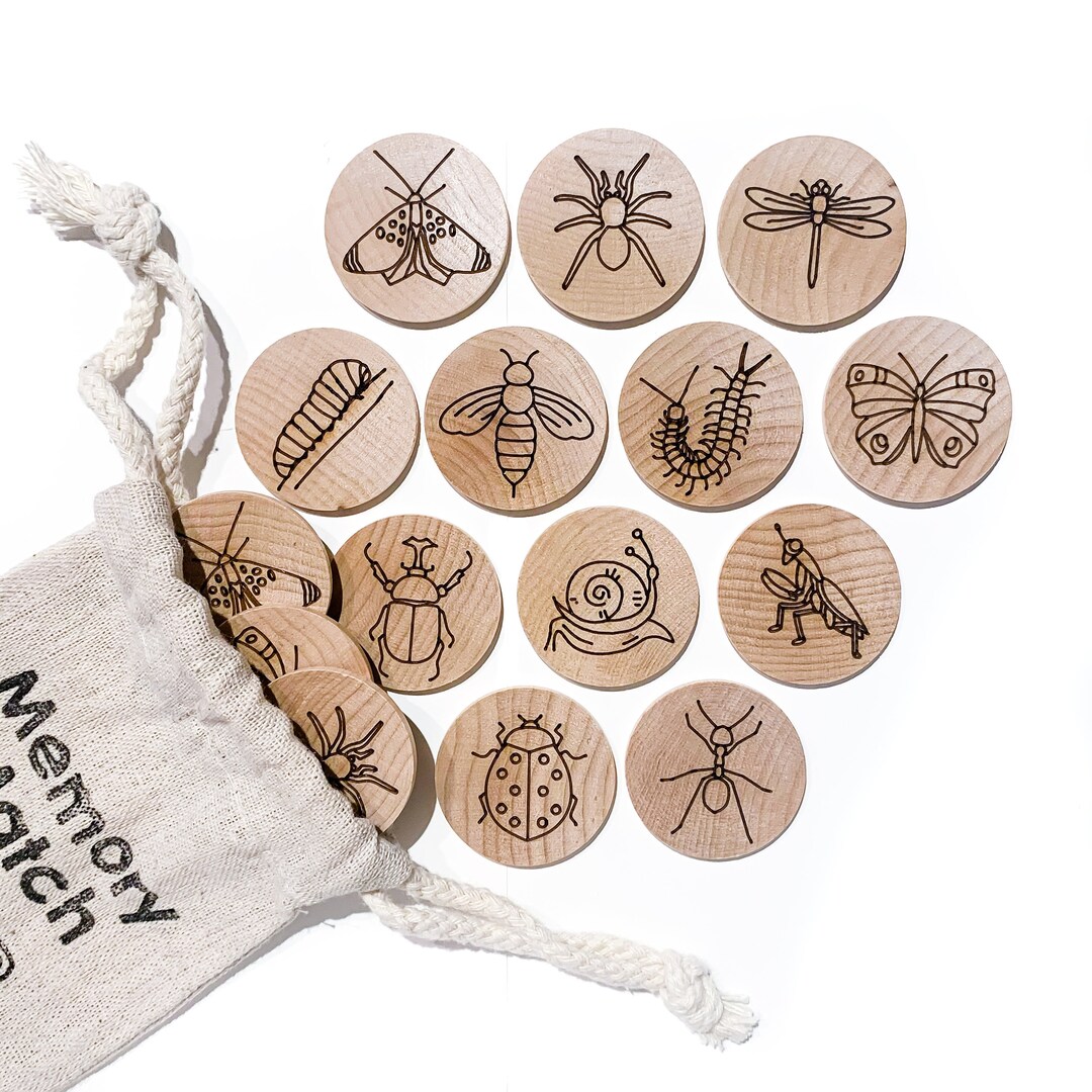 Memory Match Insect Bug Game - Wood Travel Game - Kids Matching Game ...
