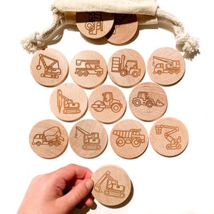 Memory Match Construction Vehicles Dump Truck Digger - Childrens ...