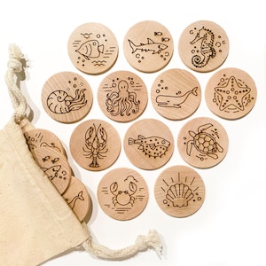 Memory Match Ocean Sea Life Game - Wood Travel Game - Childrens ...