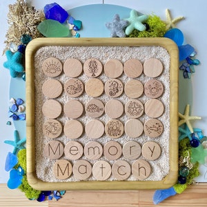 Memory Match Ocean Sea Life Game - Wood Travel Game - Childrens ...