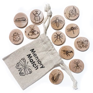 Memory Match Insect Bug Game - Wood Travel Game - Kids Matching Game ...