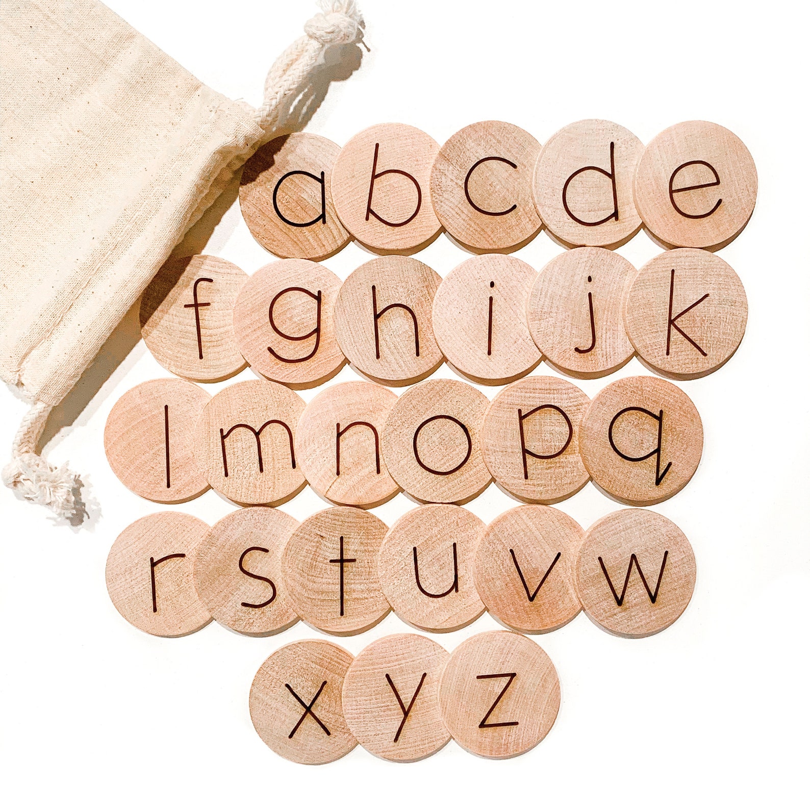 Montessori Alphabet Wood Discs / Lowercase Alphabet / Alphabet Flash ...