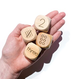 Wood Dice / Large Kids Natural Wooden Dice Set / Educational Wood Toy ...