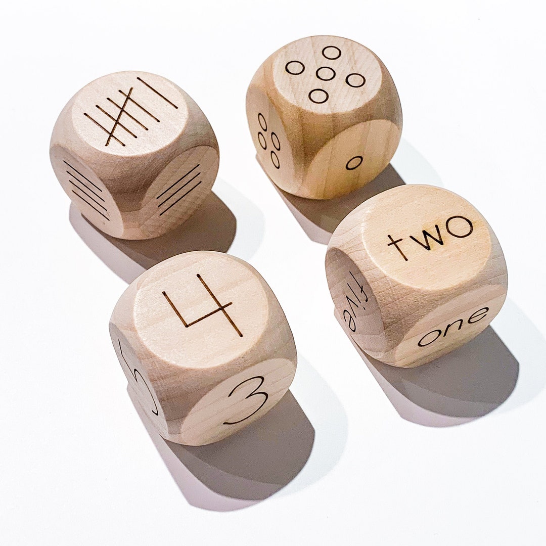 Wood Dice / Large Kids Natural Wooden Dice Set / Educational Wood Toy ...