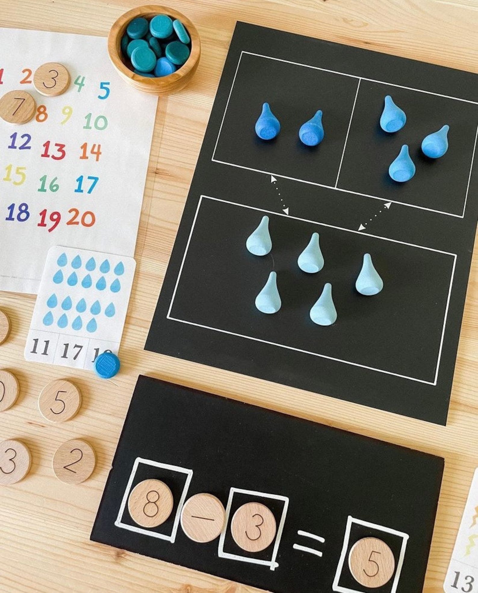 Wood Math Manipulatives / Educational Math Game / Kindergarten Math ...