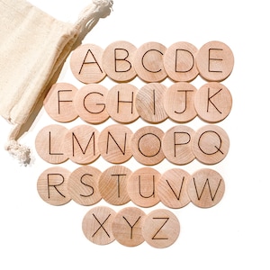 Montessori Alphabet Wood Discs / Lowercase Alphabet / Alphabet Flash ...
