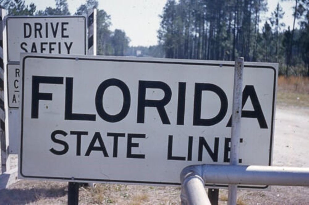 Vintage 35mm Slide Kodachrome Red Border Sign Florida State Line - Etsy