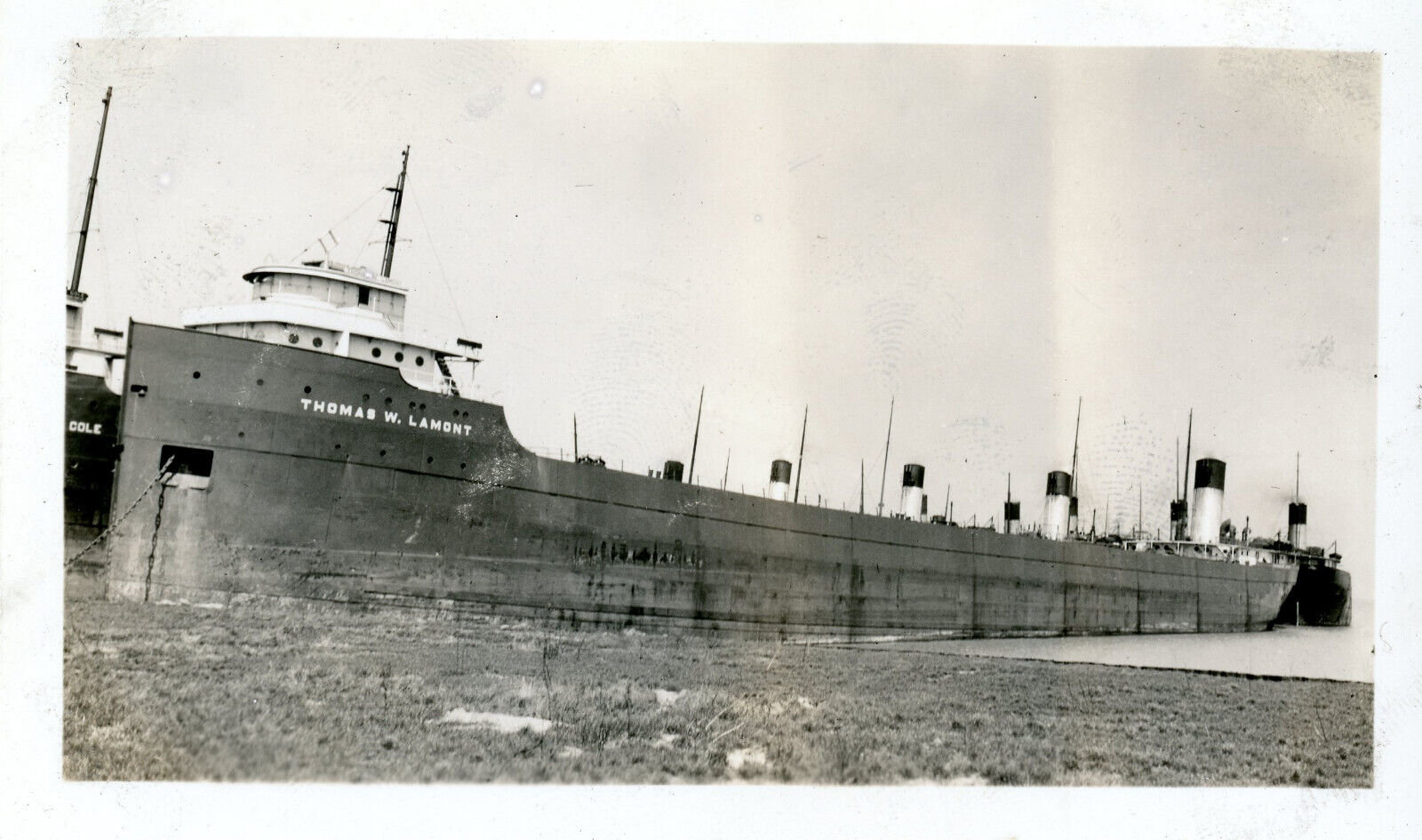 Vintage Black & White Photograph Snapshot Great Lakes Freighter Thomas ...