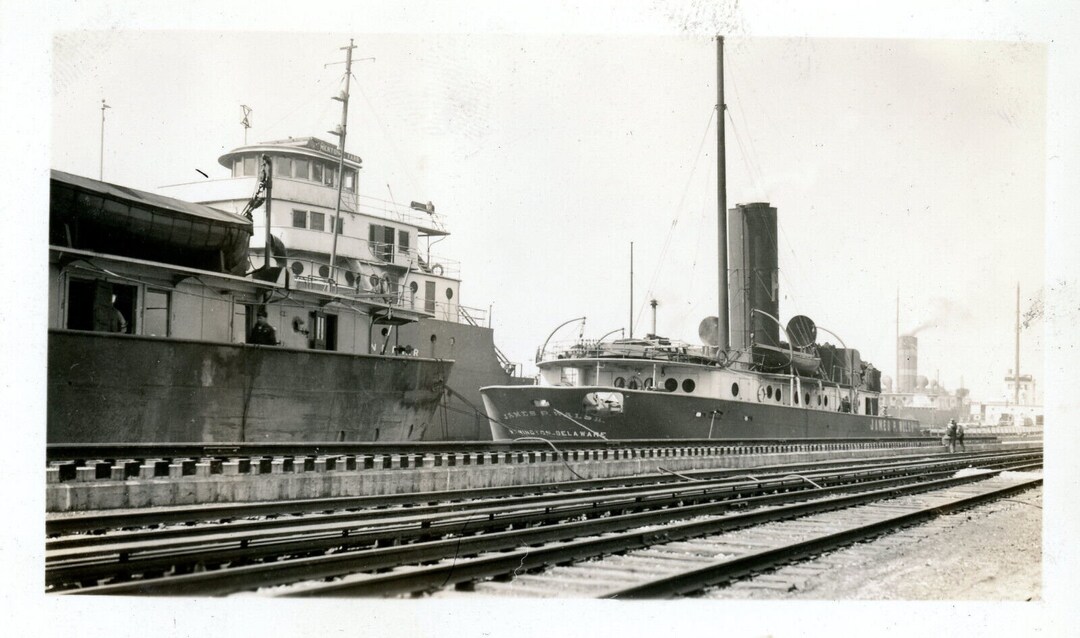 Vintage Black & White Photograph Snapshot Great Lakes Freighter James P ...