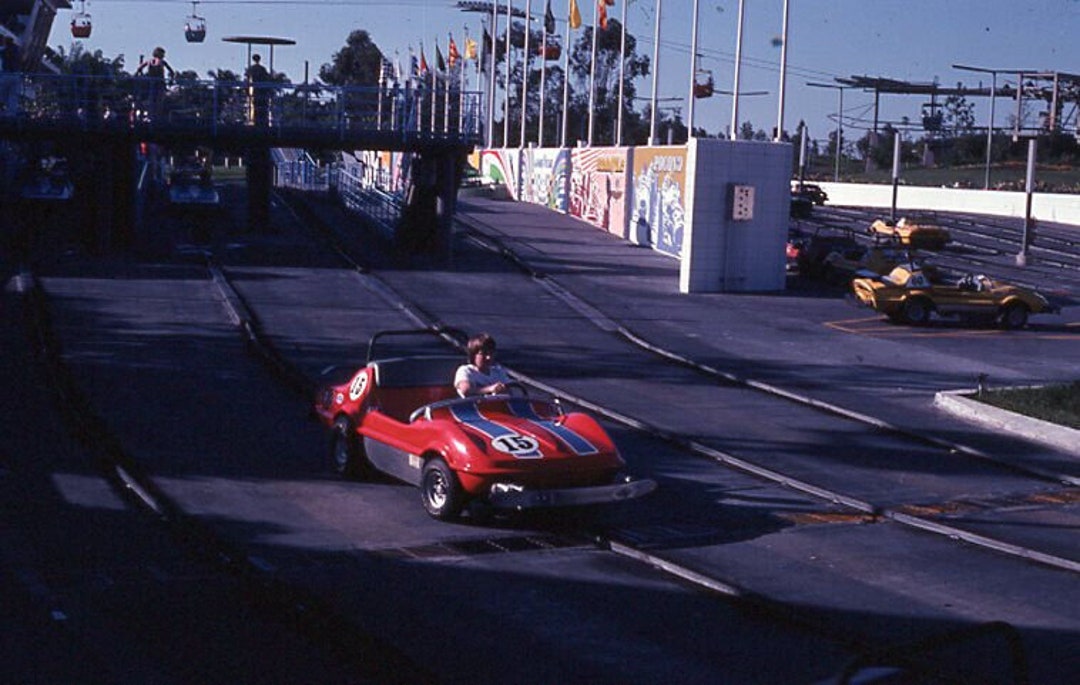 Vintage 35mm Slide Disney World Amusement Park Dragster Car Ride 1975 ...