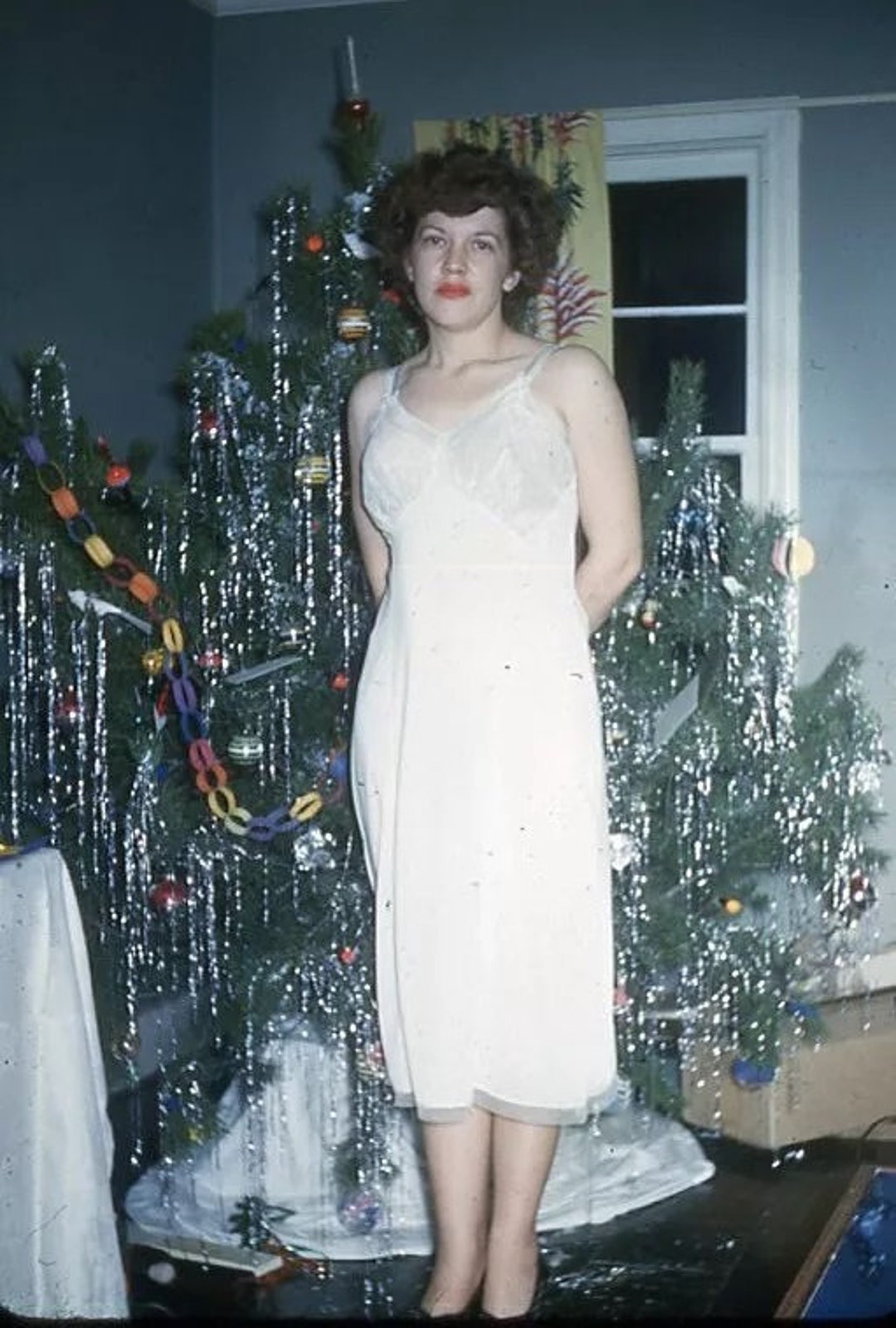 Vintage Kodachrome Red Border 35mm Slide Pretty Woman Brunette Slip ...