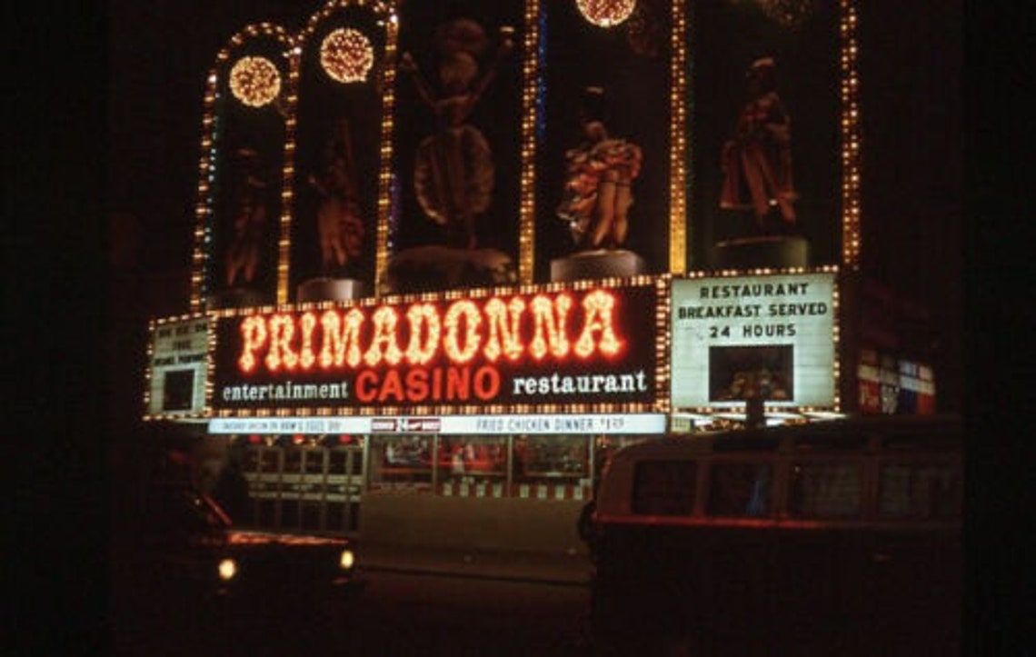Vintage 35mm Slide Kodachrome Primadonna Casino Reno Marquee at Night ...