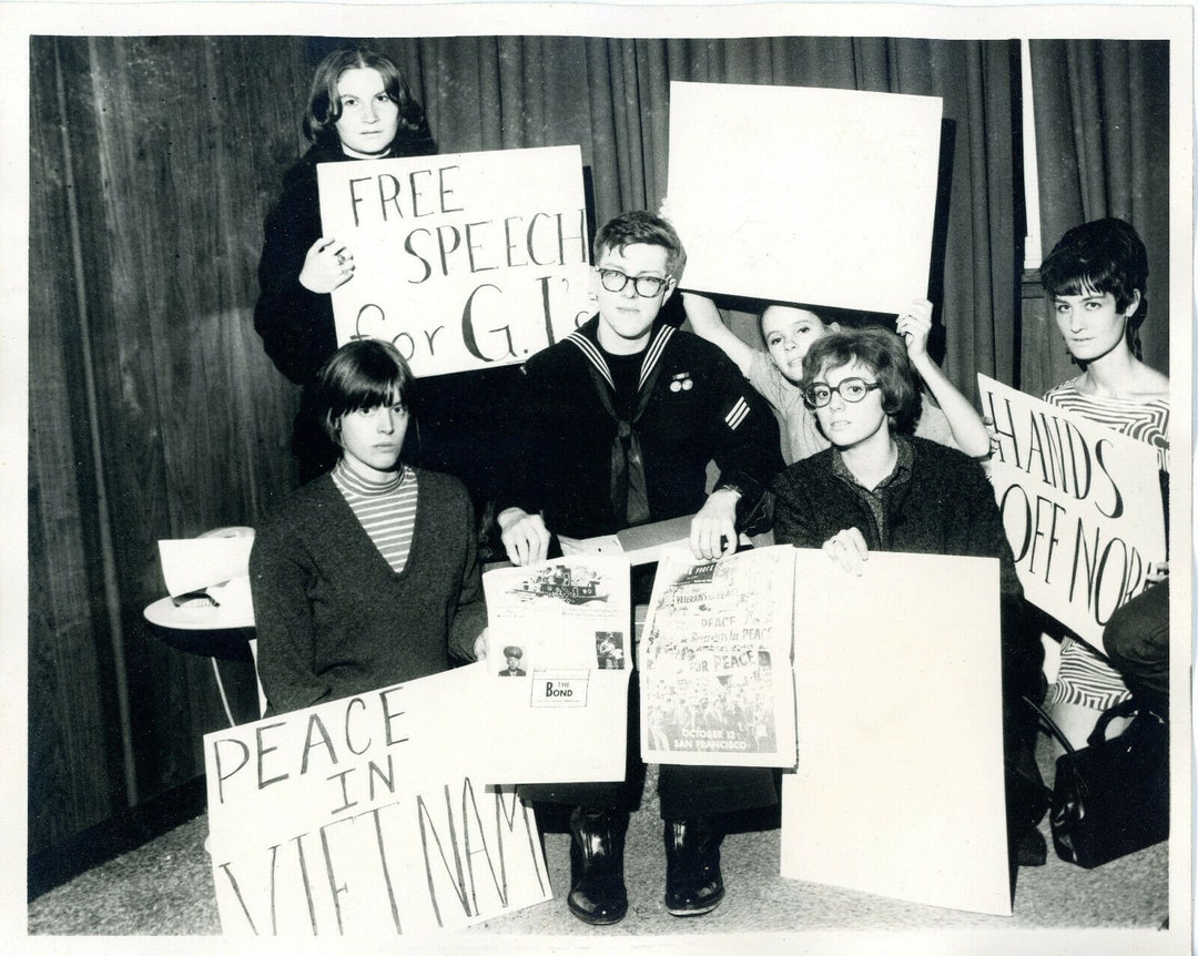 Vintage Photo Counter Culture Protest Vietnam War Sailor Protest Signs ...