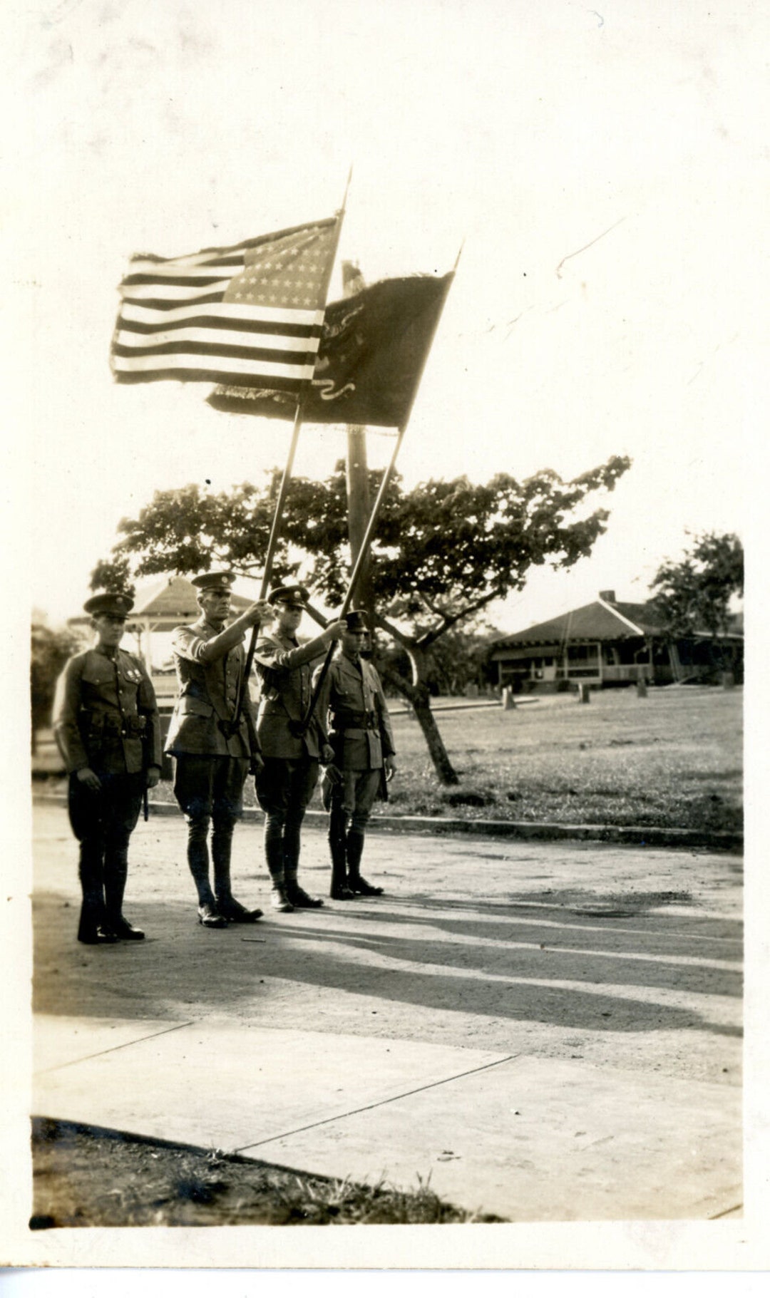 Vintage Photo Snapshot Hawaii 1920s Military Soldiers Flag - Etsy