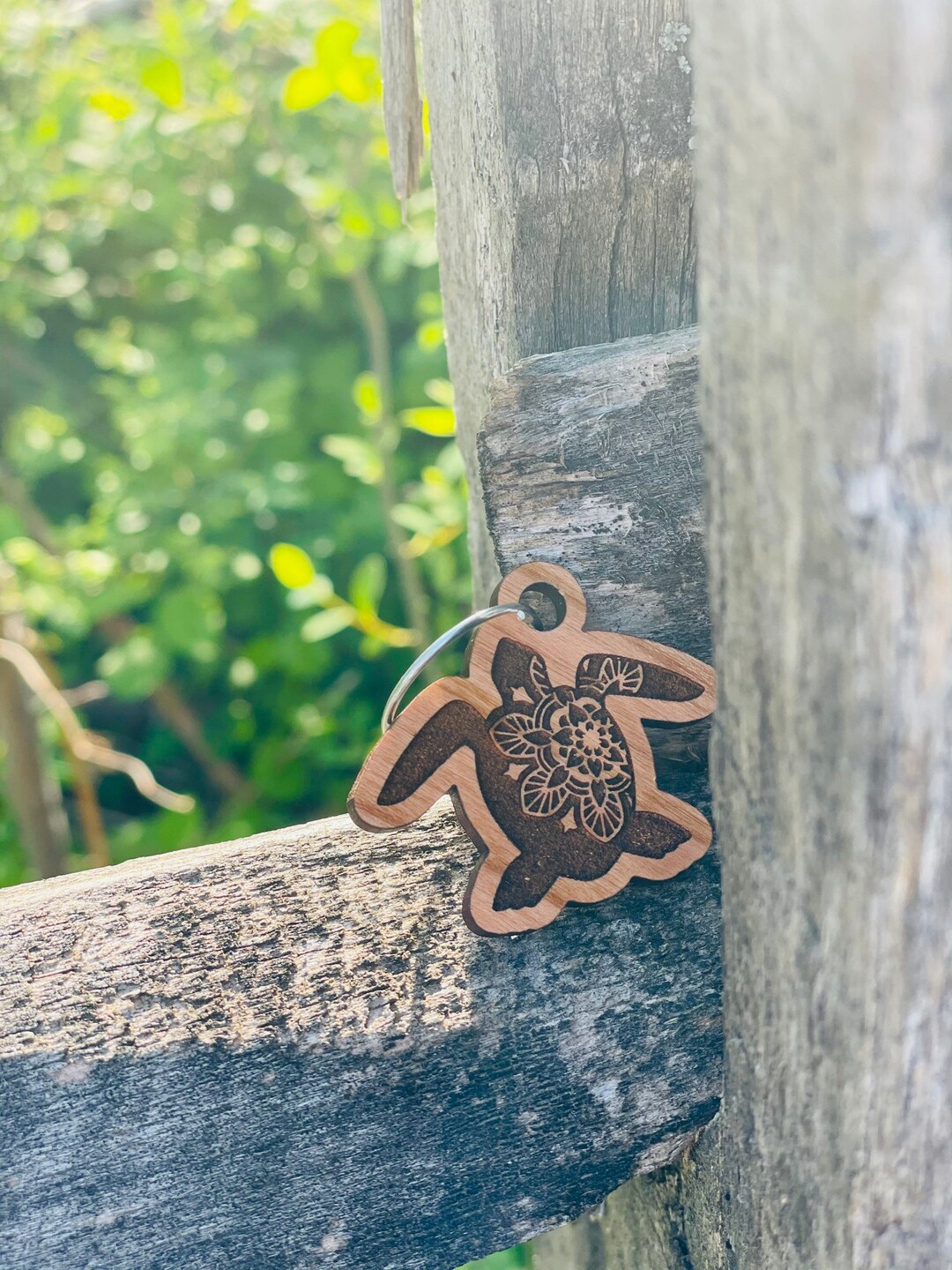 Turtle Keychain Wooden Save the Turtles Key Chain Gifts for Her / for ...