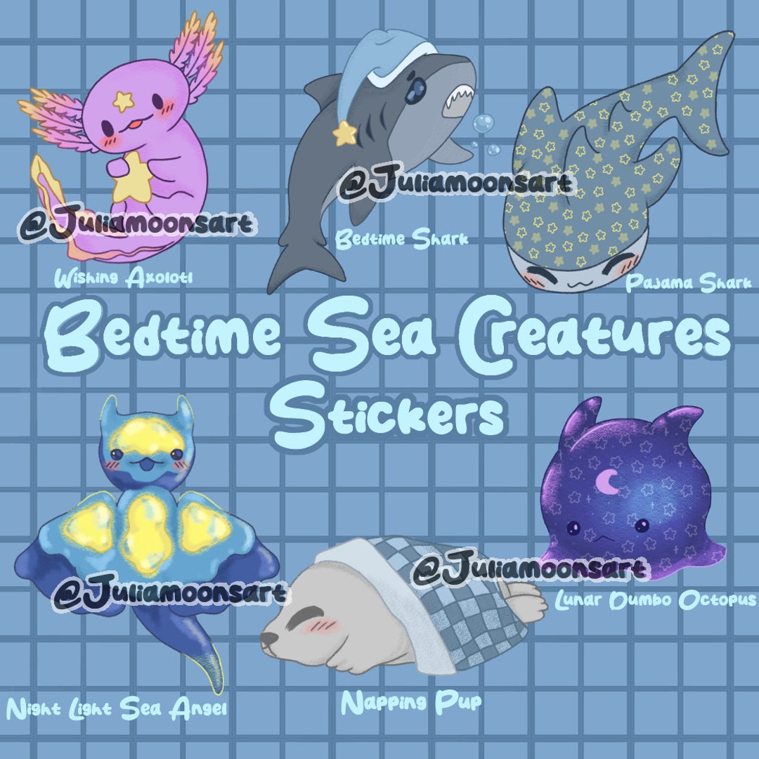 Bedtime Sea Creatures Stickers - Etsy
