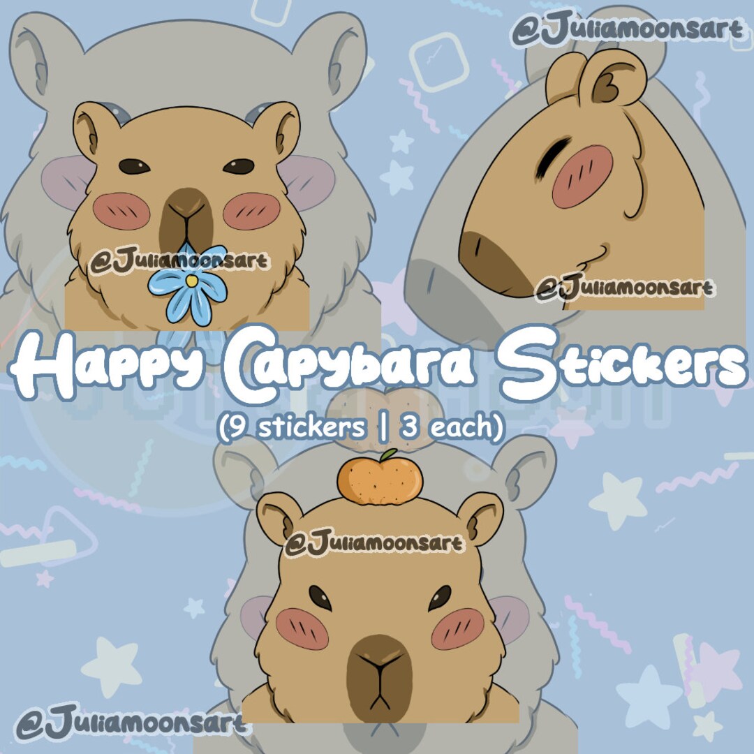 Happy Capybara Sticker Pack - Etsy