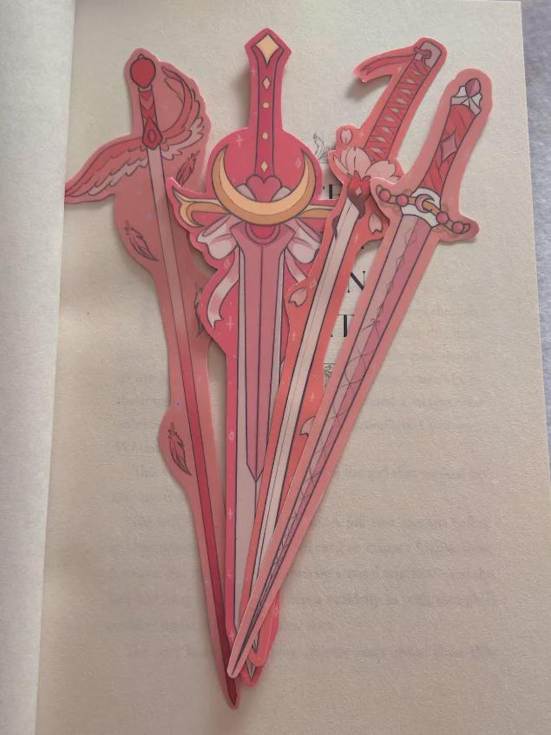Pink Magical Girl Sword Bookmarks | Laminated and Hand Cut - Etsy