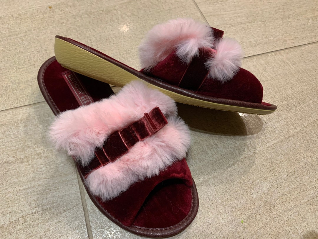 Open Toe Velour Slippers Size 38 - Etsy Hong Kong