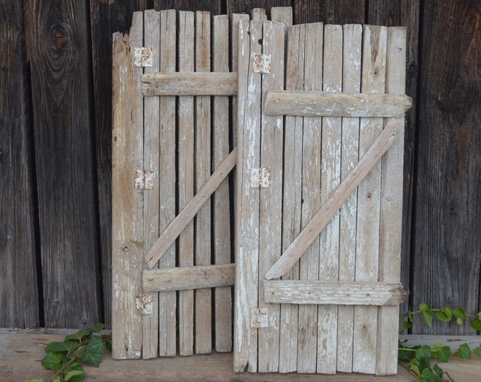 Small Wooden Barn Doors, White Slat Doors, Primitive Chicken Coop Doors ...