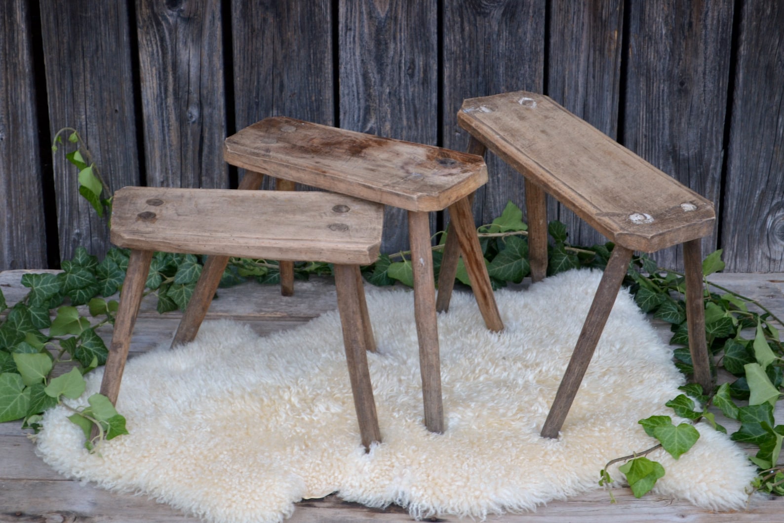 Taburete de madera rústica taburete de ordeño primitivo | Etsy