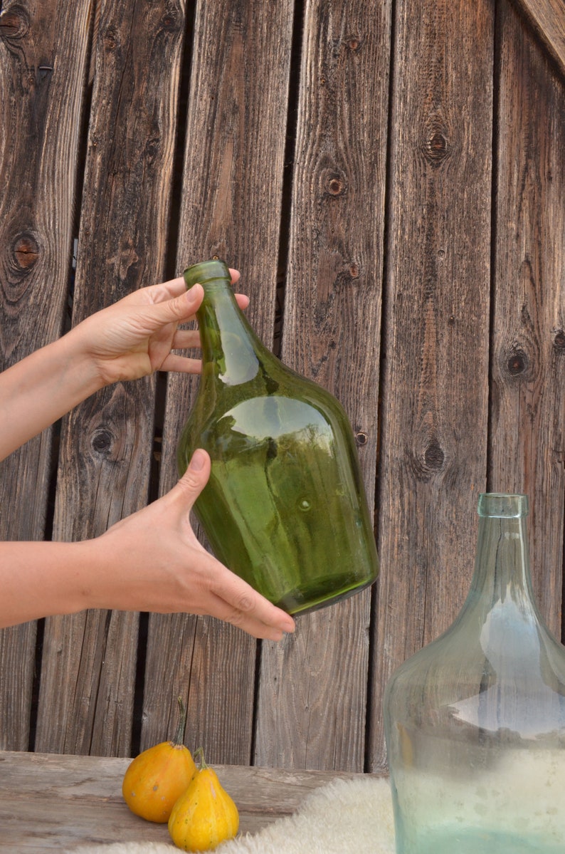 Vintage Small Demijohn Glass Balloon Aqua Blue and Clear | Etsy