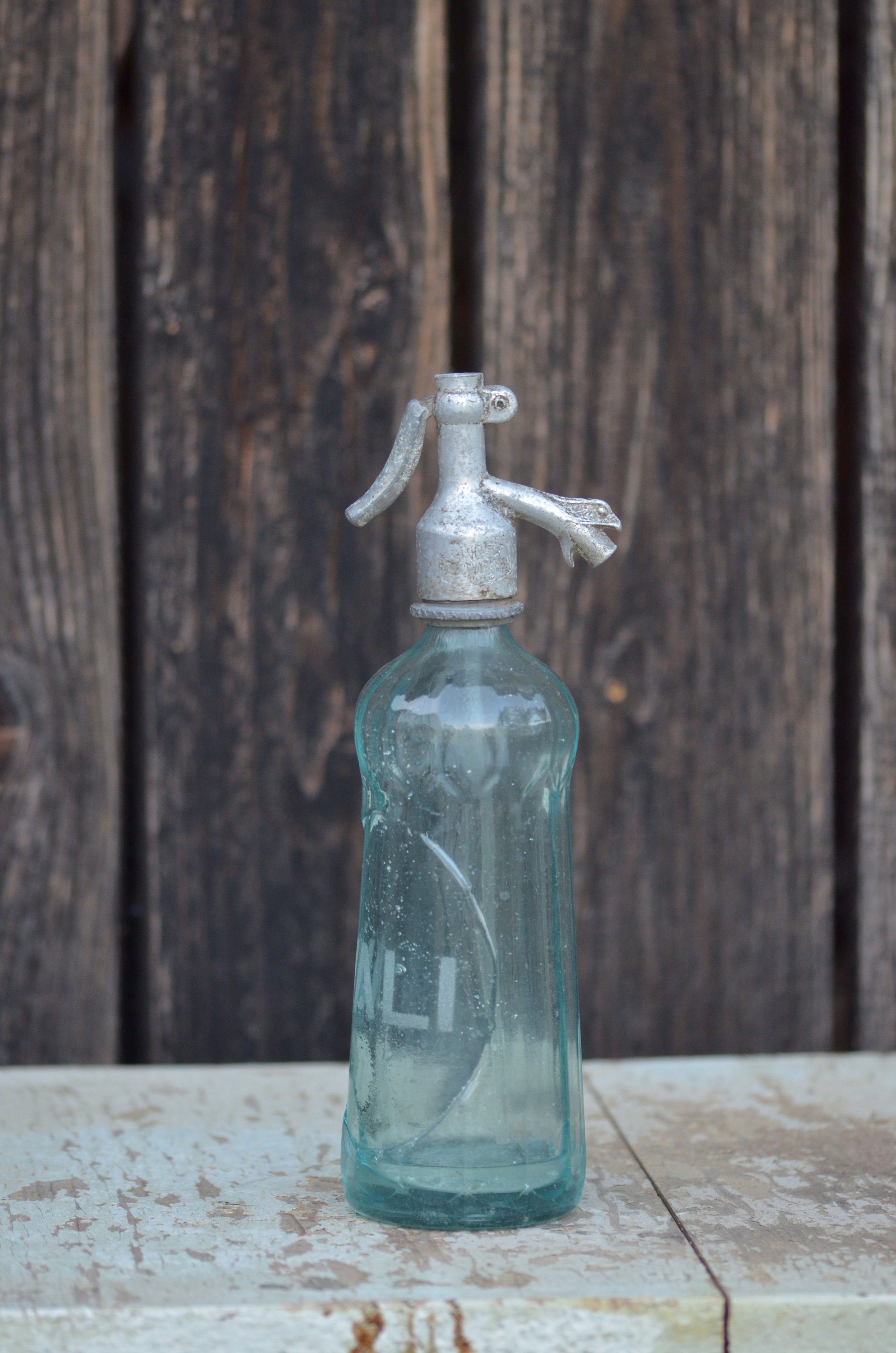 Vintage Half Size Seltzer Bottle Aqua Blue Glass Siphon - Etsy