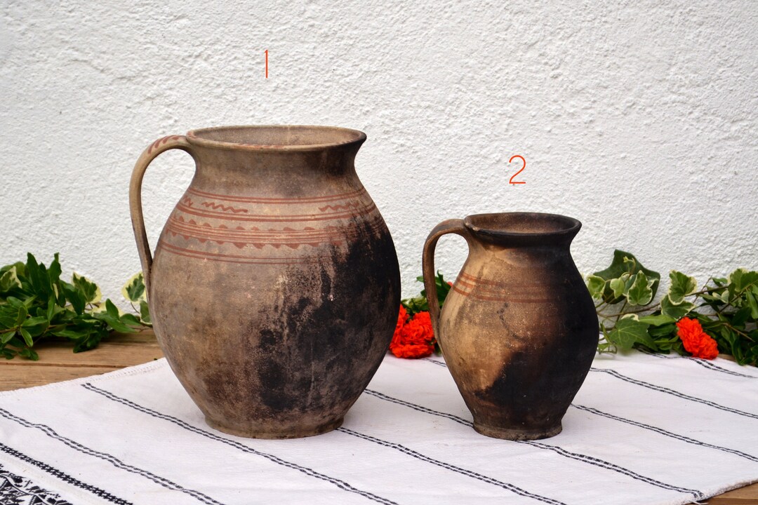 Primitive Rustic Burned Clay Pitcher Jugs, Old Cooking Vessels - Etsy