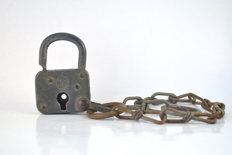 Vintage Padlock With Chain Without Key Old Collectible Metal | Etsy
