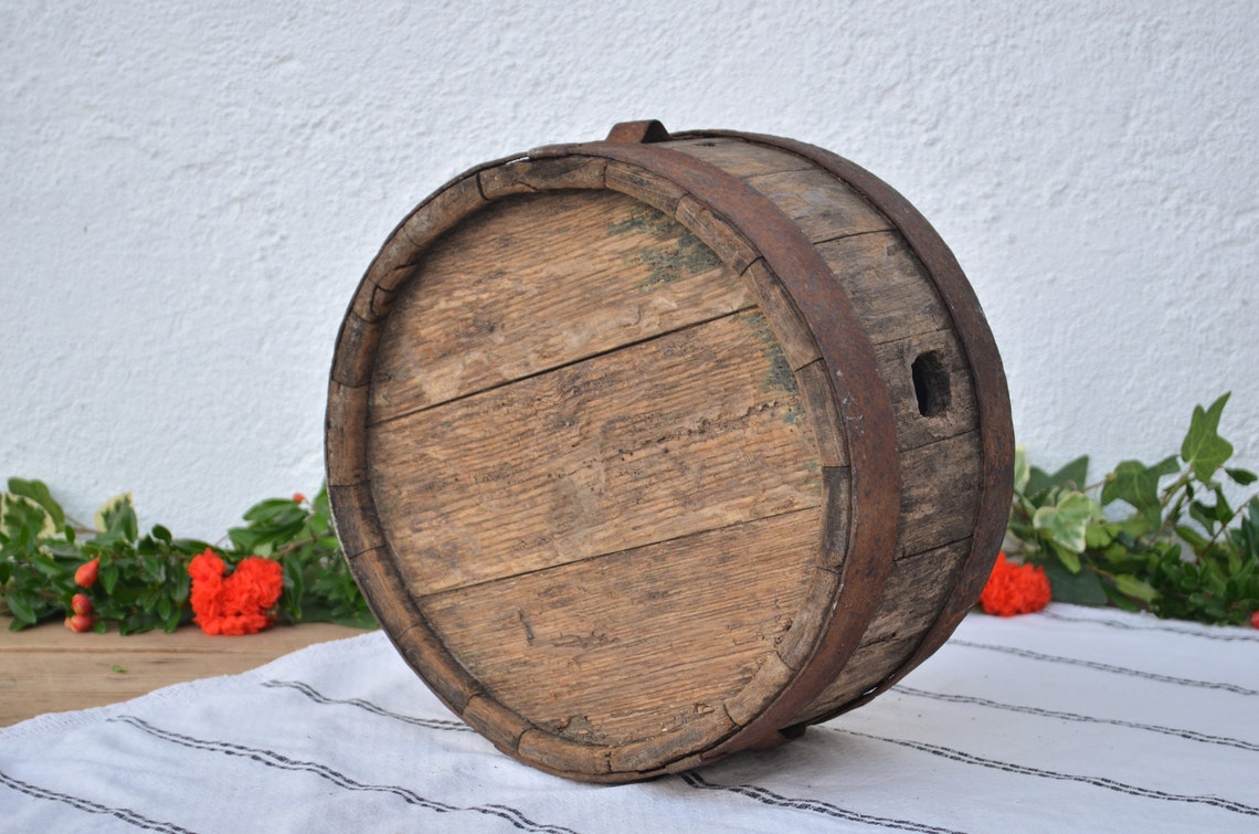 Primitive Wooden Water Barrel Small Old Portable Water Tank - Etsy