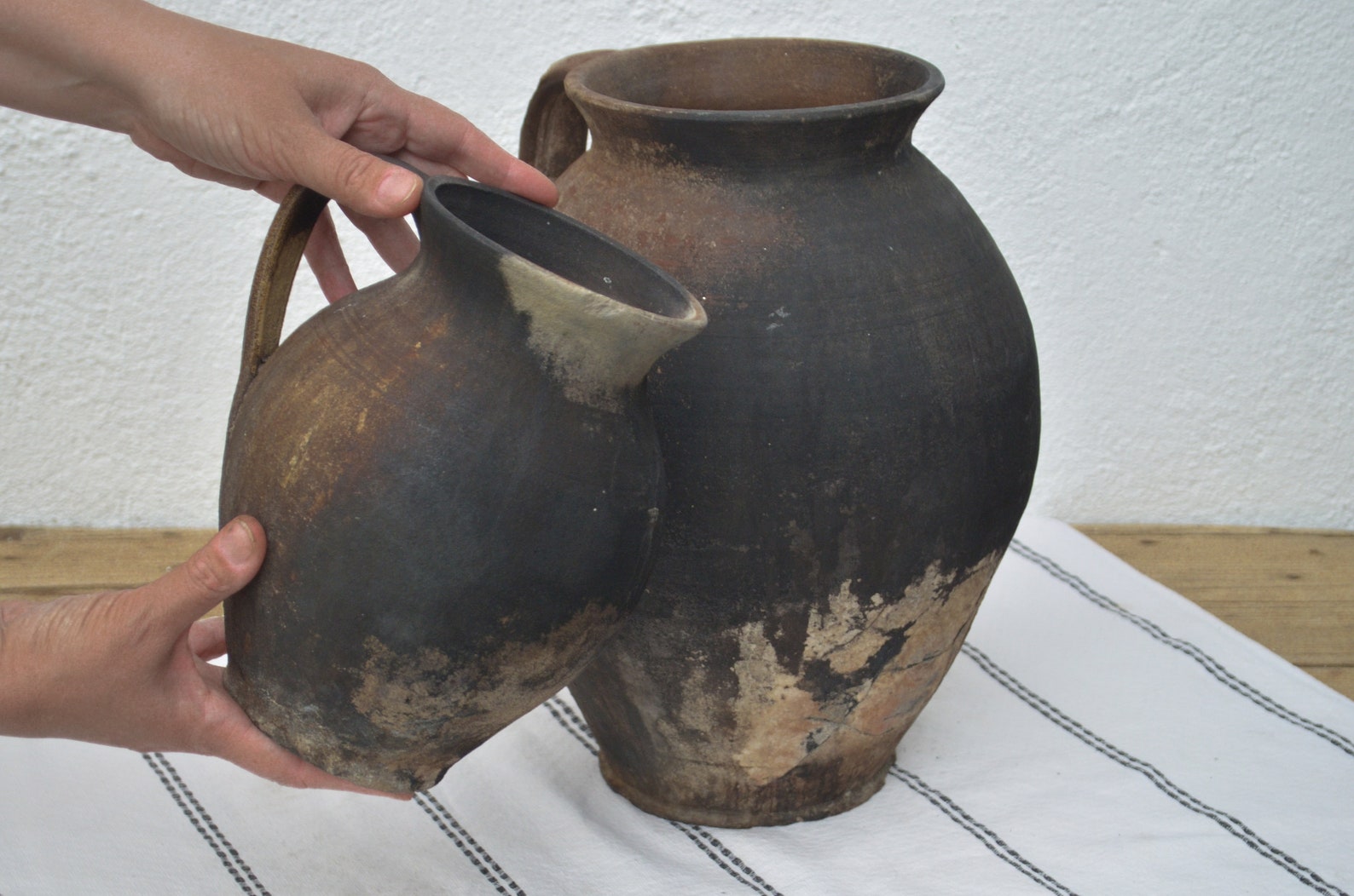 Primitive Jugs Rustic Burned Clay Pitcher Cooking Vessel - Etsy