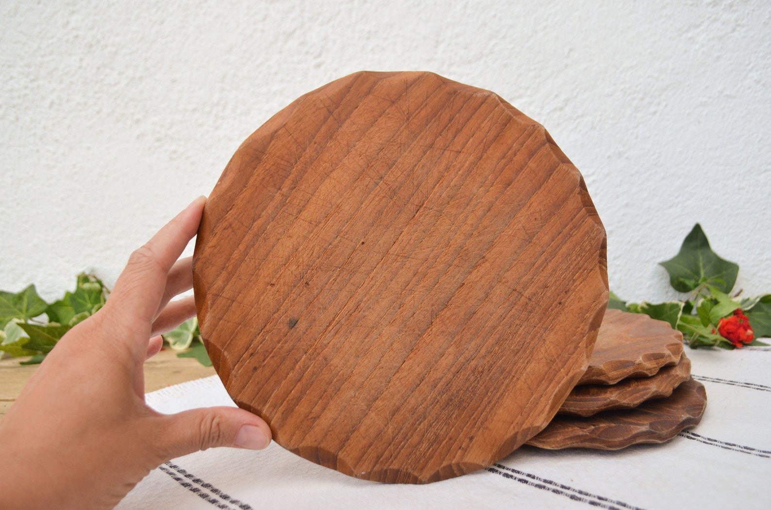 Vintage Wooden Cutting Boards Rustic Round Chopping Board | Etsy