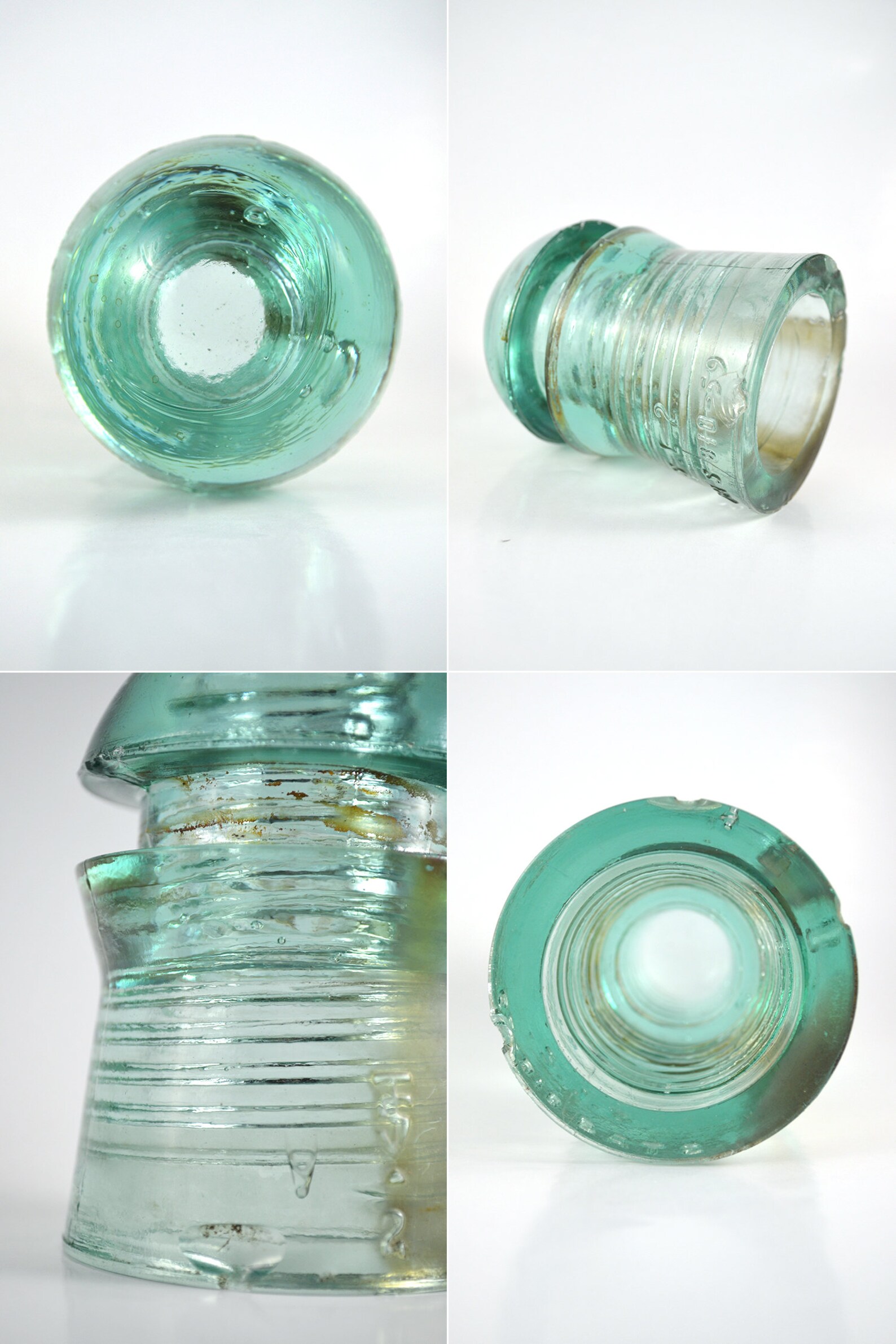 Aqua Blue Glass Insulators Set of 2 Vintage Romanian - Etsy