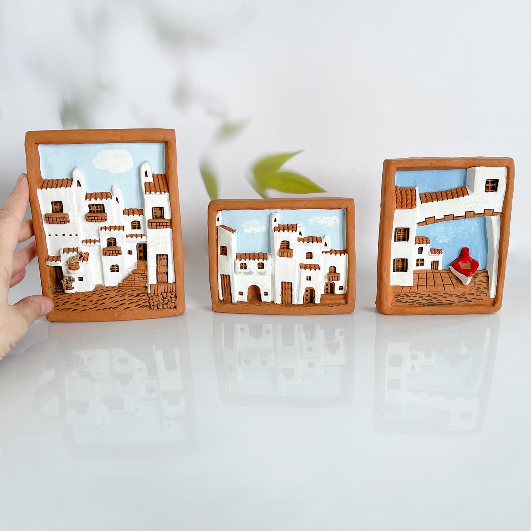 Handmade Ceramic Frame Greek Houses, Greek Souvenir Wall Decoration - Etsy