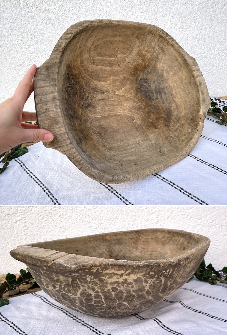 Small Wooden Trough, Primitive Dough Bowl, Rustic Thanksgiving Table ...
