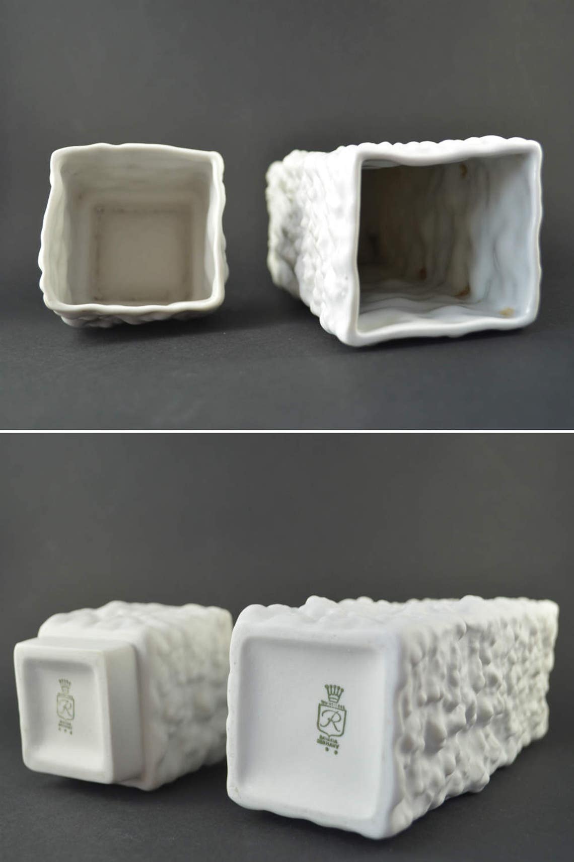 Bisque Porcelain Vase Rectangular White Vase & Planter - Etsy