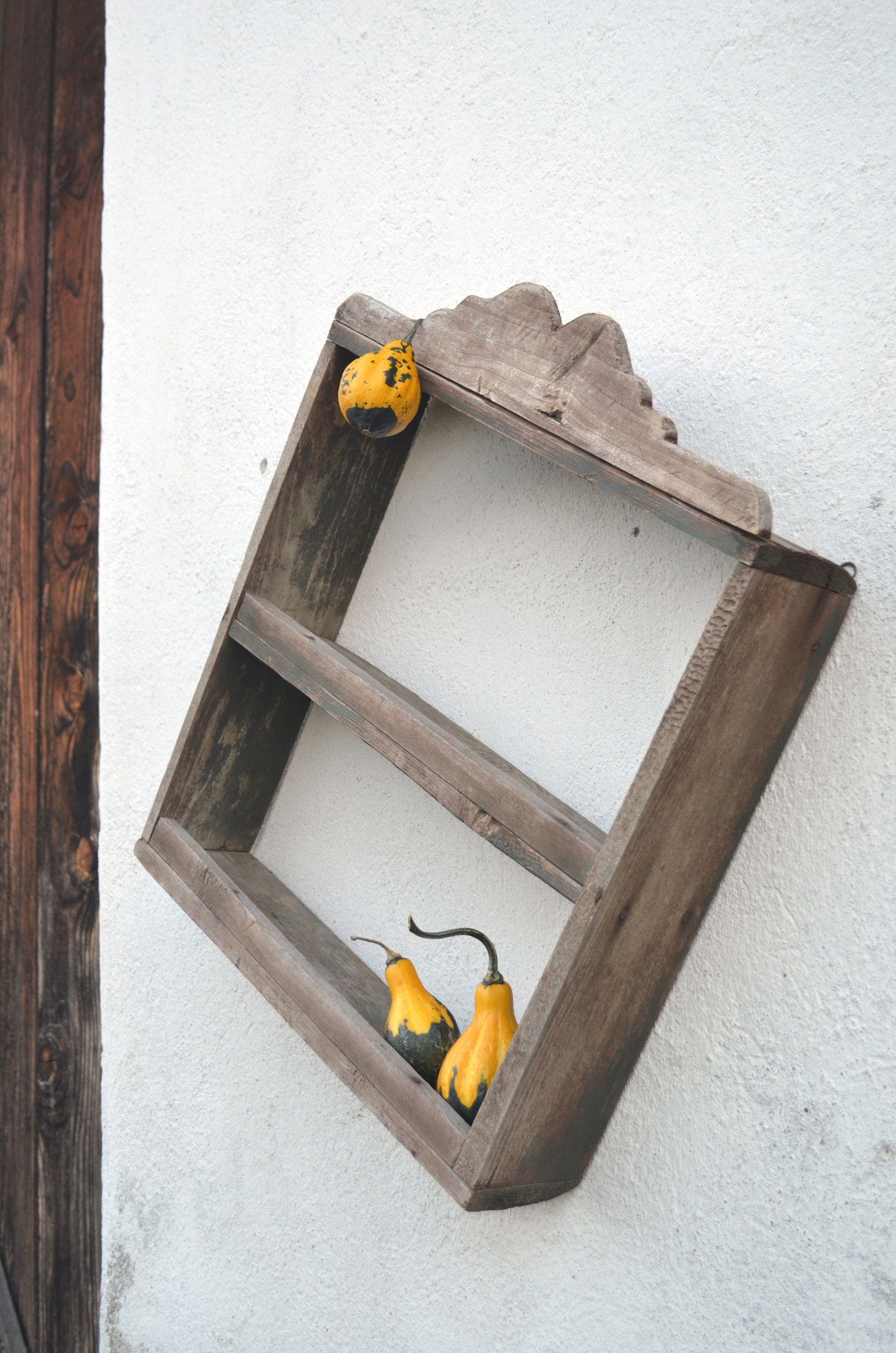 Wooden Spice Rack, Primitive Kitchen Holder, Small Shelf Wall Hanging ...
