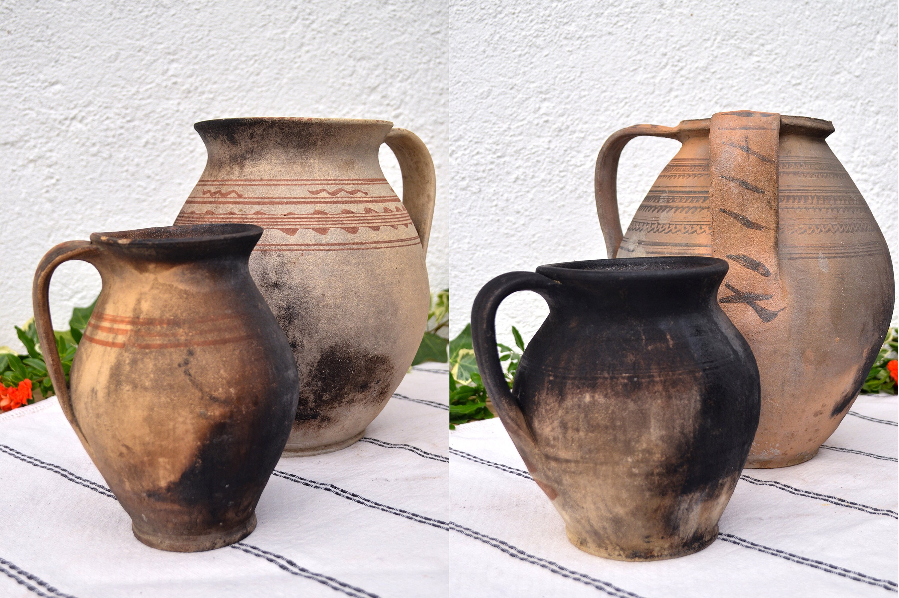 Primitive Rustic Burned Clay Pitcher Jugs Old Cooking Vessels | Etsy