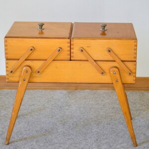 Vintage Sewing Box on Legs - Mid Century Modern Knitting Box - Etsy UK
