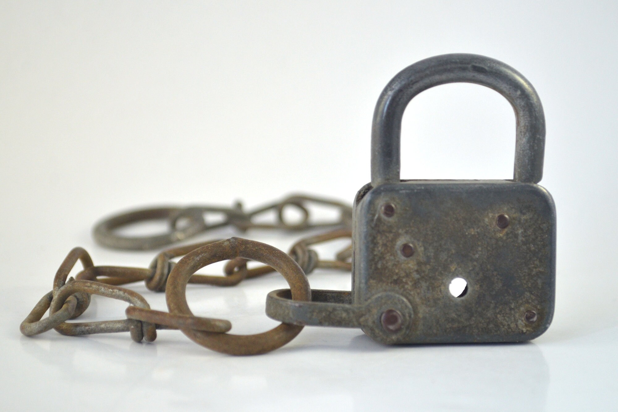 Vintage Padlock With Chain Without Key Old Collectible Metal | Etsy