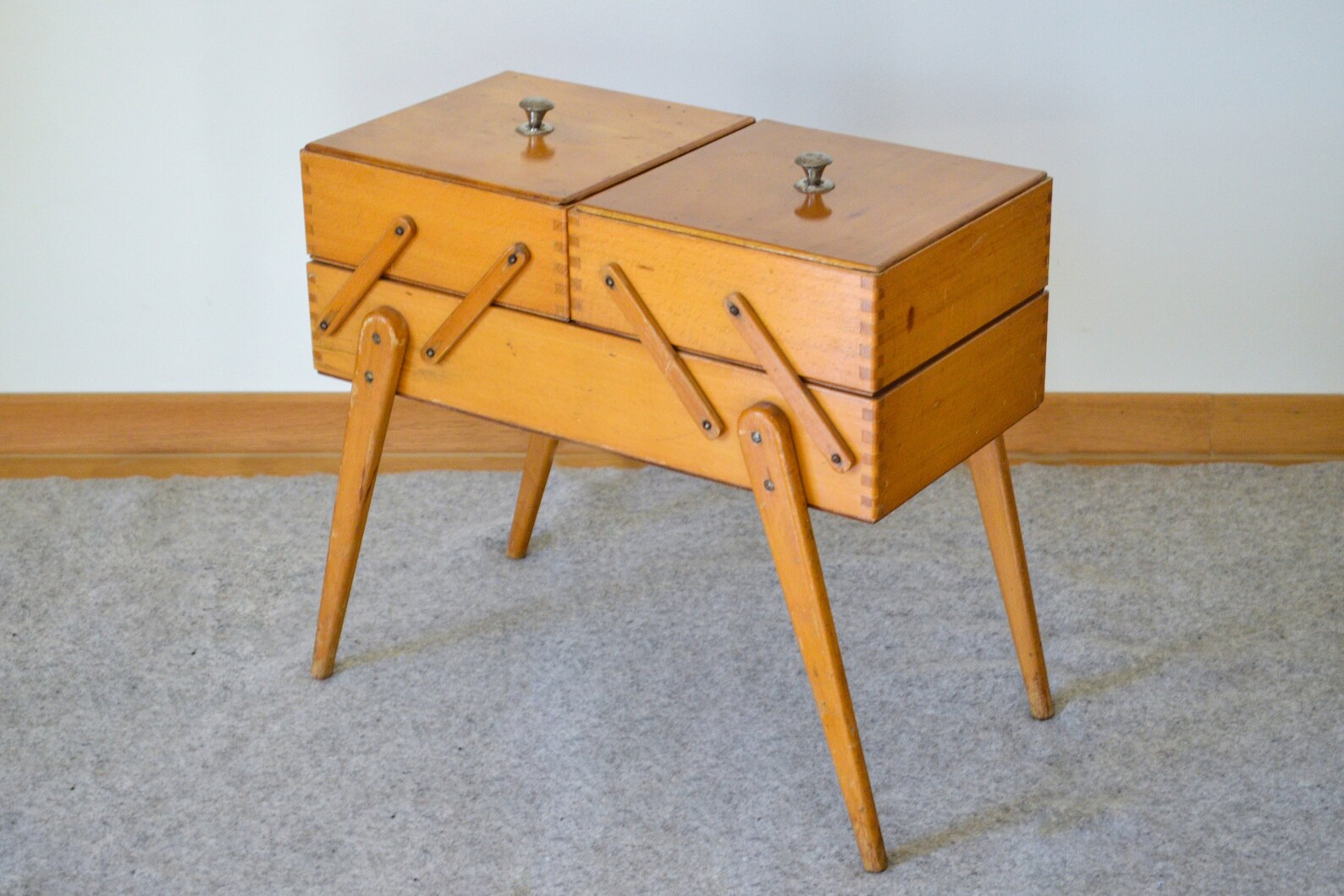 Vintage Sewing Box on Legs Mid Century Modern Knitting Box - Etsy UK