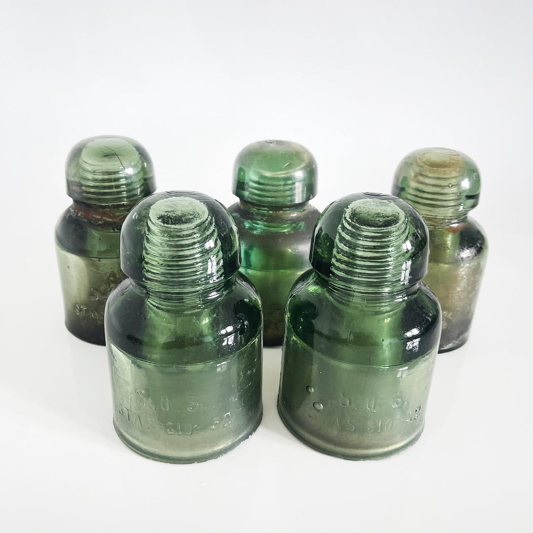 Moss Green Insulators, Romanian Glass Insulators Type CD446 - Etsy