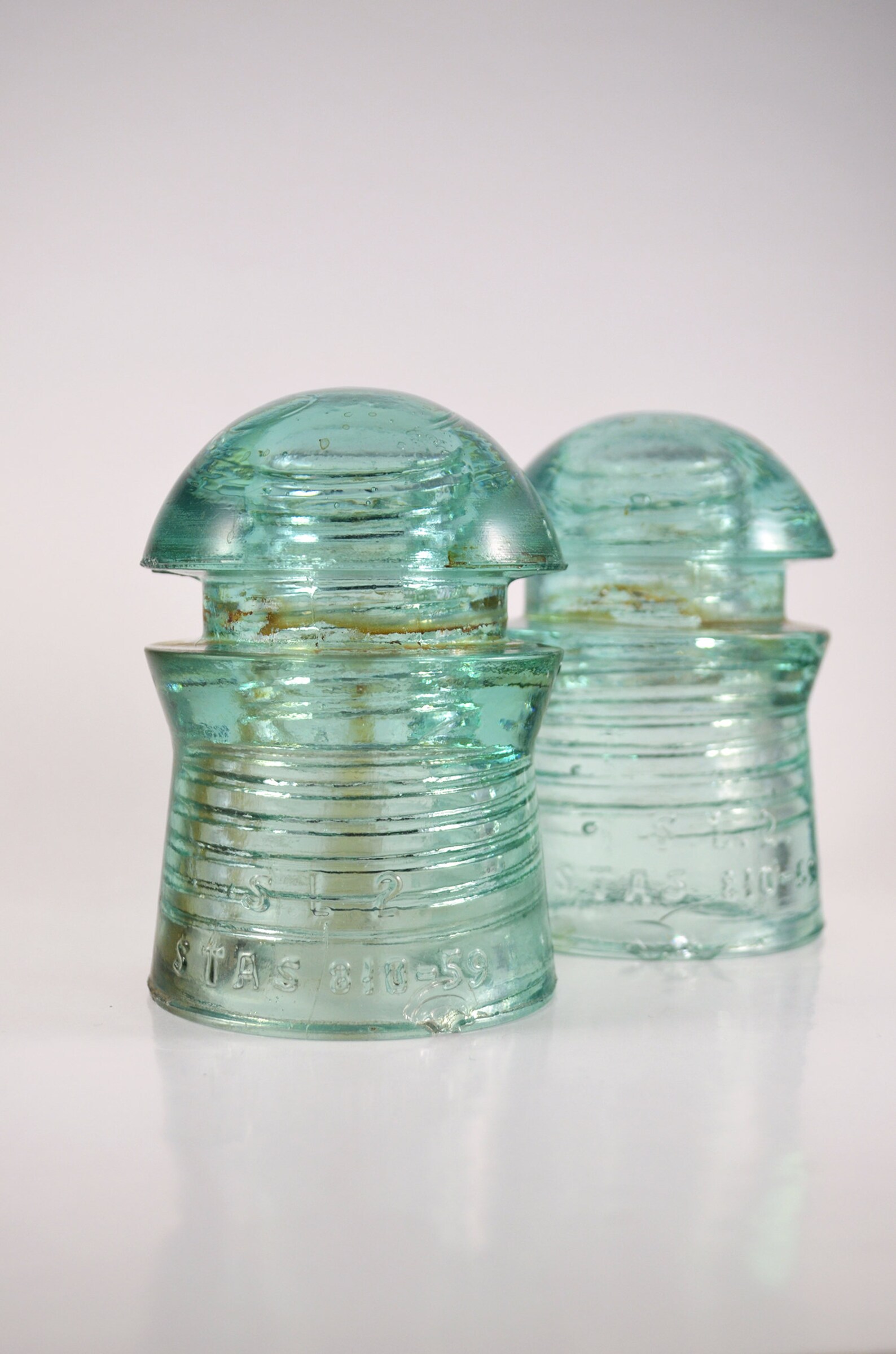 Aqua Blue Glass Insulators Set of 2 Vintage Romanian - Etsy