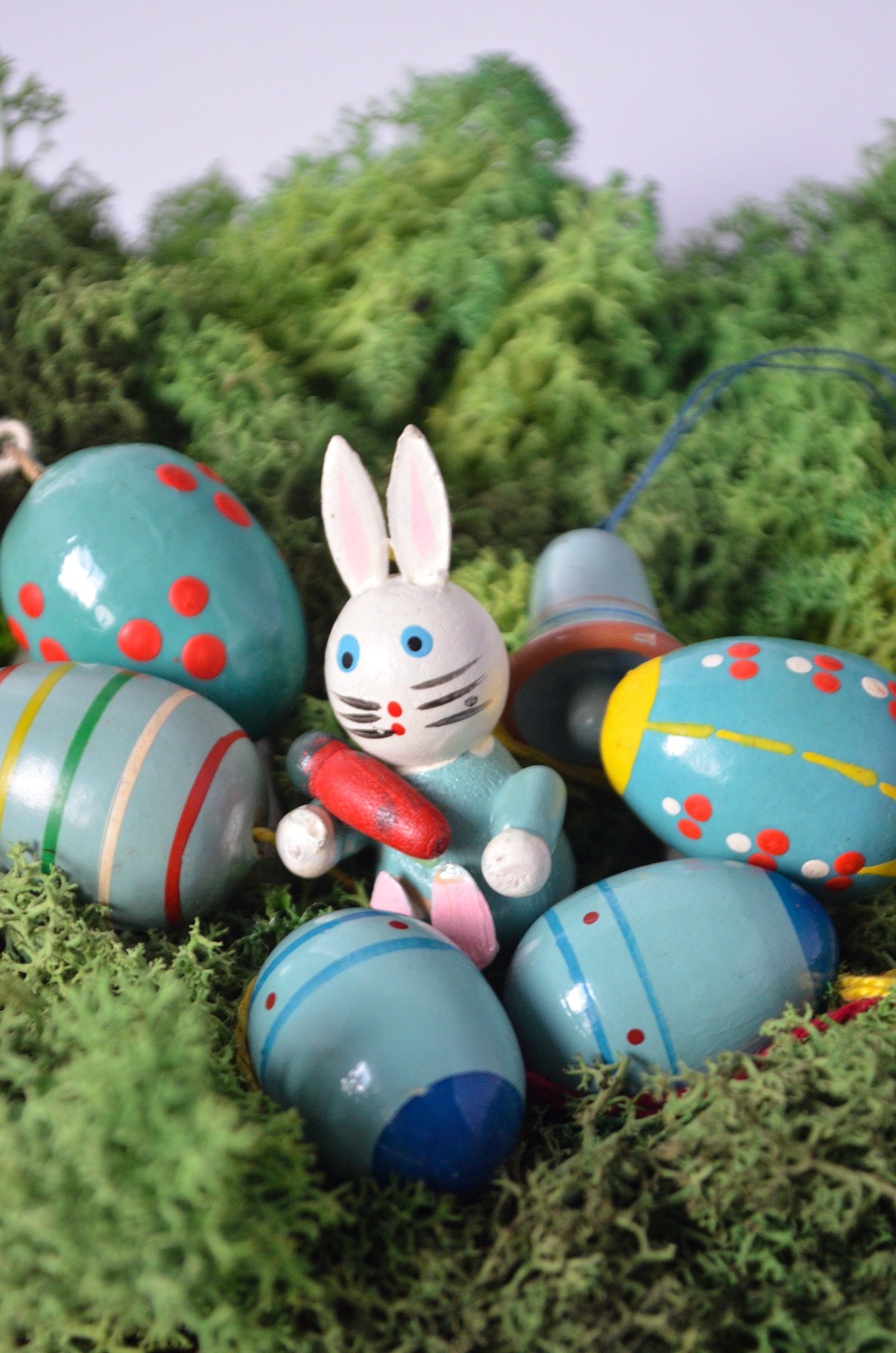 Vintage Miniature Easter Egg Tree Ornaments Set of 7 Wooden - Etsy