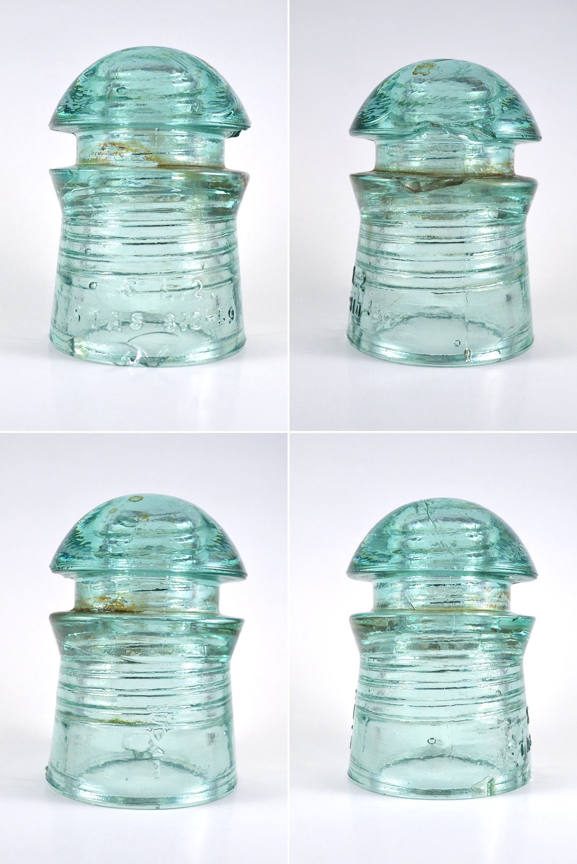 Aqua Blue Glass Insulators Set of 2 Vintage Romanian - Etsy