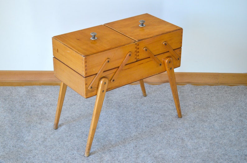 Vintage Sewing Box on Legs Mid Century Modern Knitting Box - Etsy UK