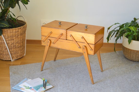 Vintage Sewing Box on Legs Mid Century Modern Knitting Box - Etsy