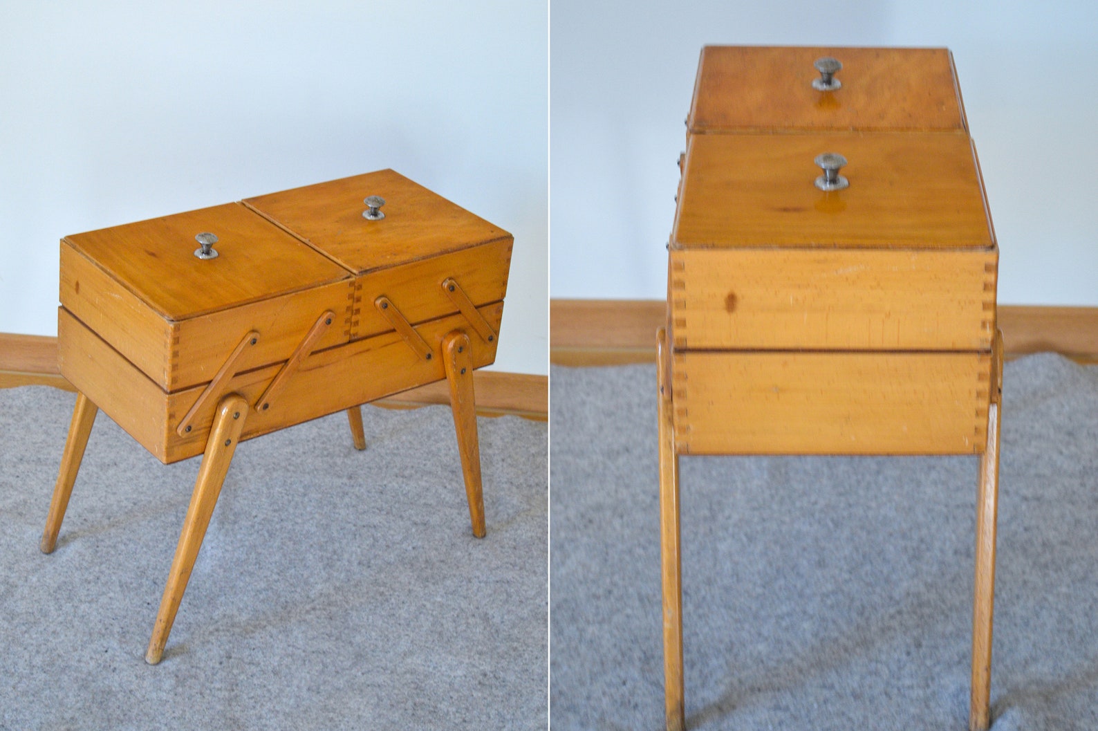 Vintage Sewing Box on Legs Mid Century Modern Knitting Box - Etsy UK