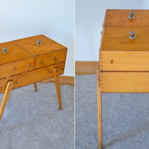 Vintage Sewing Box on Legs - Mid Century Modern Knitting Box - Etsy UK