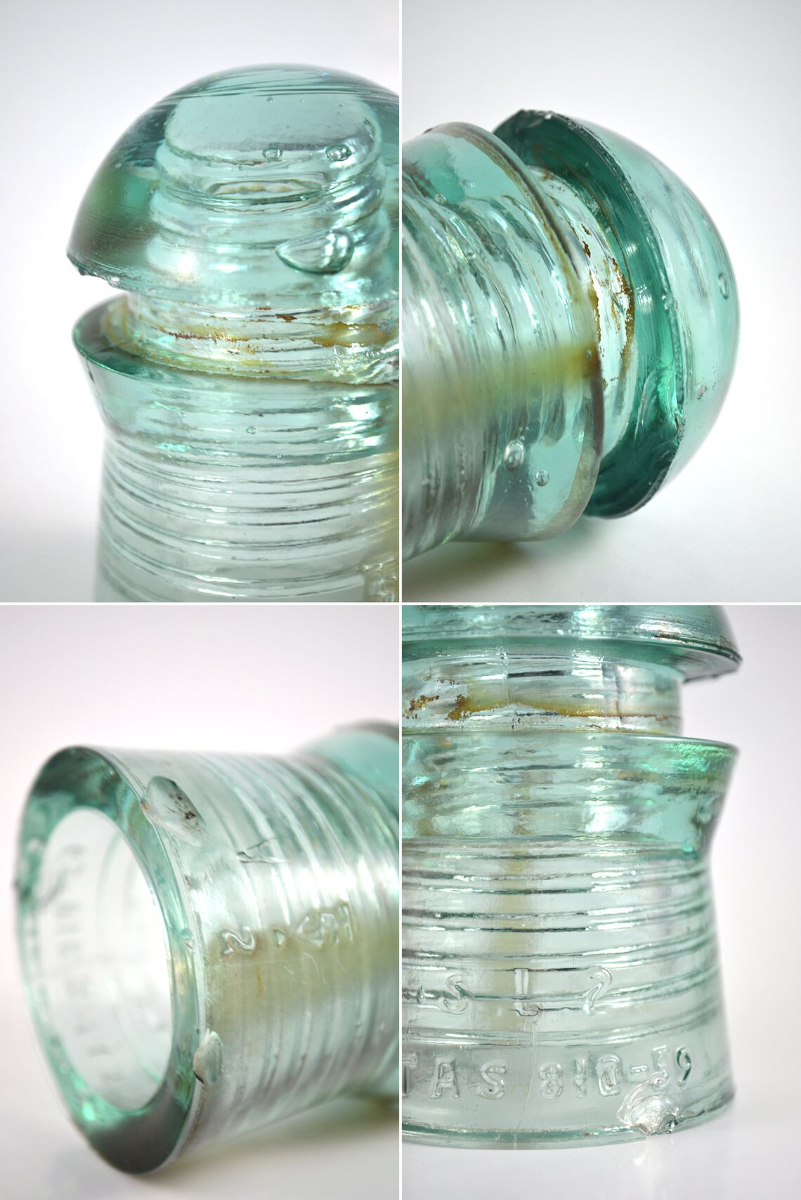 Aqua Blue Glass Insulators Set of 2 Vintage Romanian - Etsy